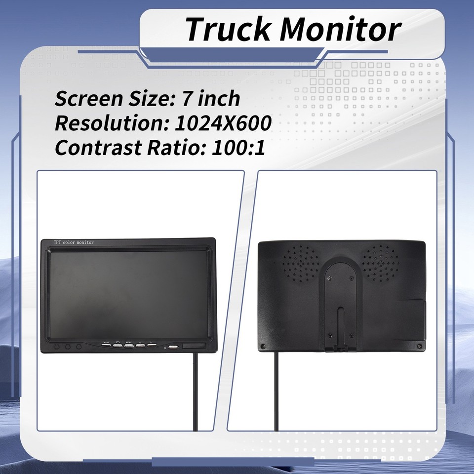 12V-24V 7 Inch TFT LCD Color Monitor for Car Truck CCTV Reverse Rear ...