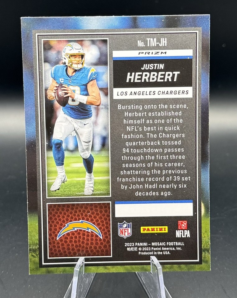 2023 PANINI MOSAIC JUSTIN HERBERT TOUCHDOWN MASTERS MOSAIC PRIZM INSERT ...