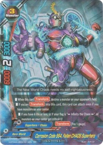 Buddyfight Corrosion Code 564, Fallen CHAOS Superhero X-BT04A-UB03/0014EN RR | eBay Australia
