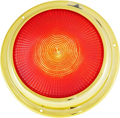 Dr. LED 6 3/4 inch Red Warm White Marine LED Dome Light (Brass) 12V 24V ...