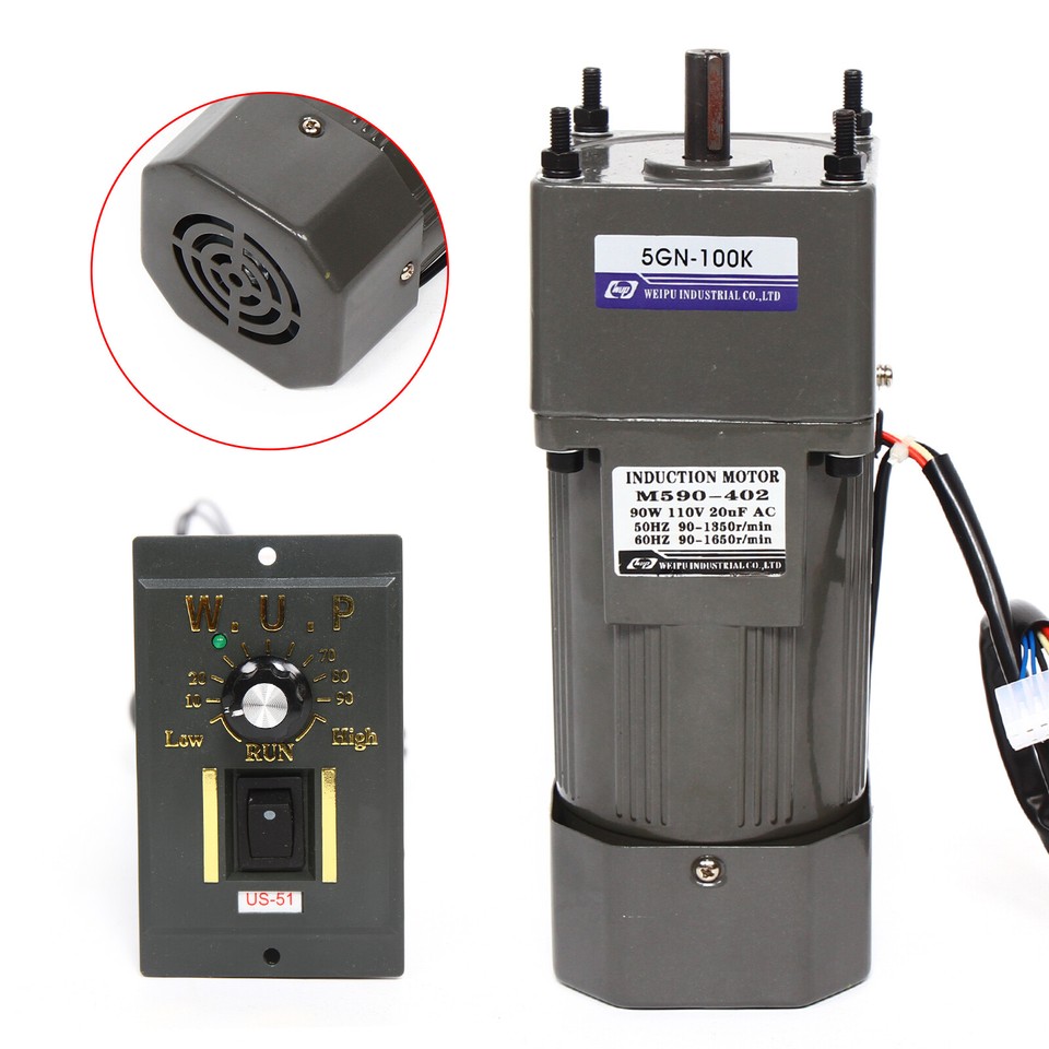 AC Gear Motor Electric Variable Speed Controller Torque 90W 1:100 0-13 ...