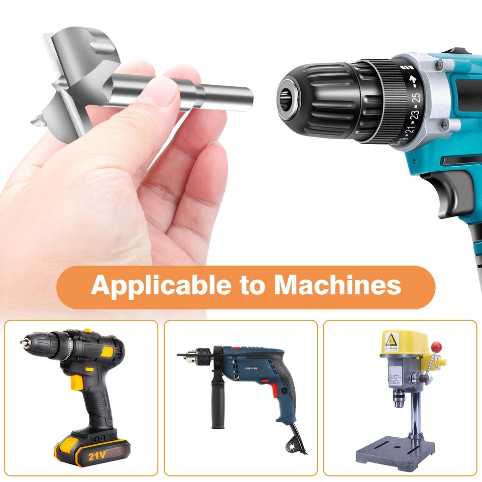 16x Forstner Drill Bit Carbide Wood Hole Saw Woodworking Hinge Hole ...