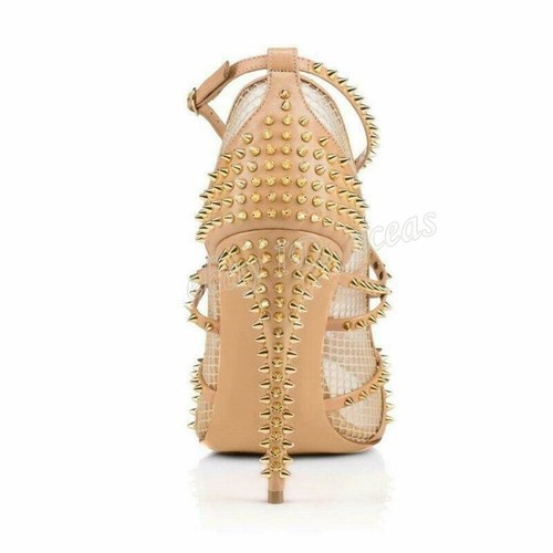 GIRLS Mesh Stilettos Spikes Fishnet Extreme High Heels Strappy Peep Toe ...