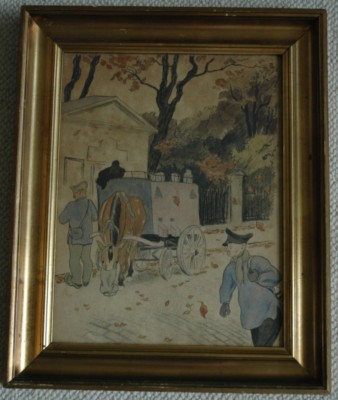 Rare Colored Lithograph French or European Peasant Scene late 1800's ...