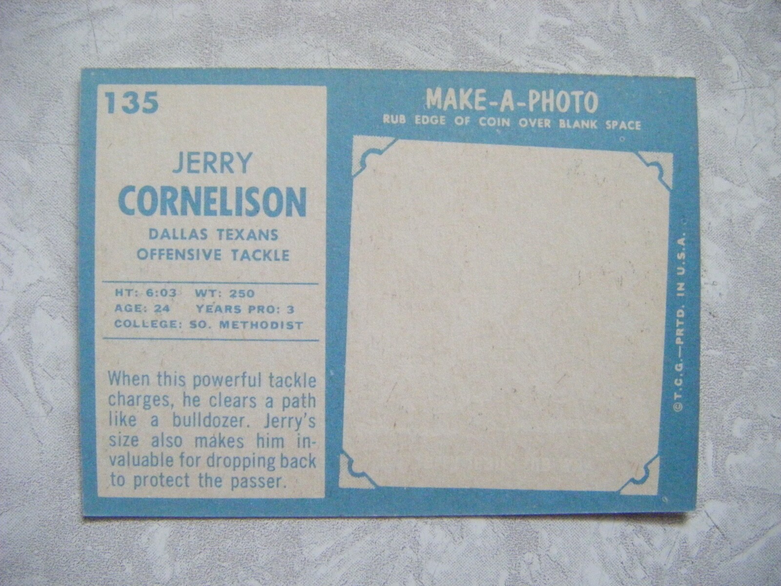 1961 Topps Football 135 Jerry Cornelison NM-MT | eBay