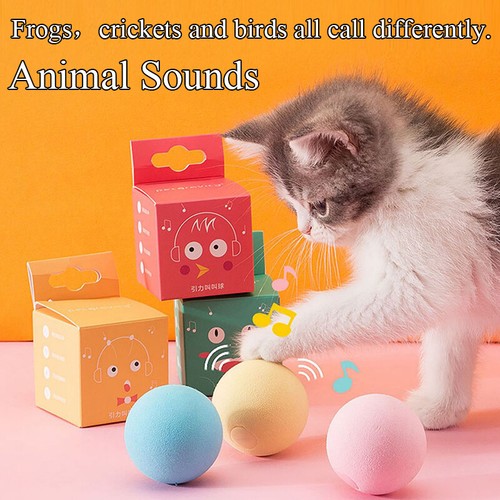 Smart Cat Touch Sound Ball Toy Simulation Squeaker Pet Training ...