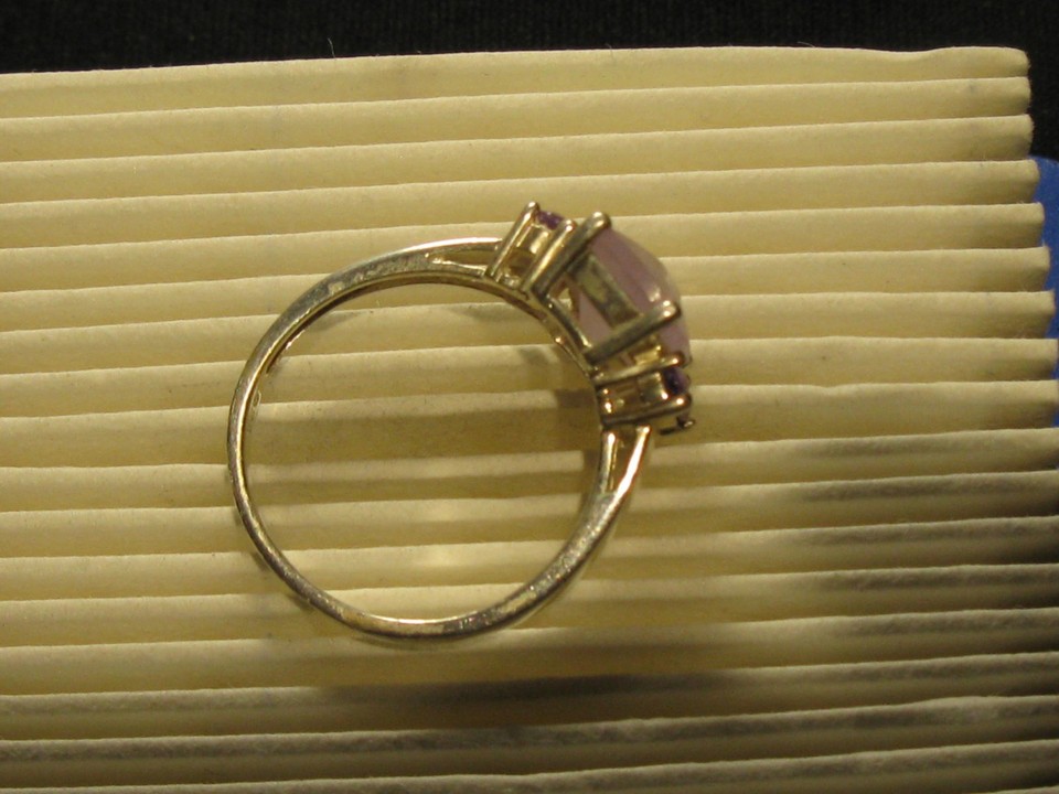 Vintage Avon 925 Sterling Silver Rose Chalcedony Quartz / Amethyst Ring ...