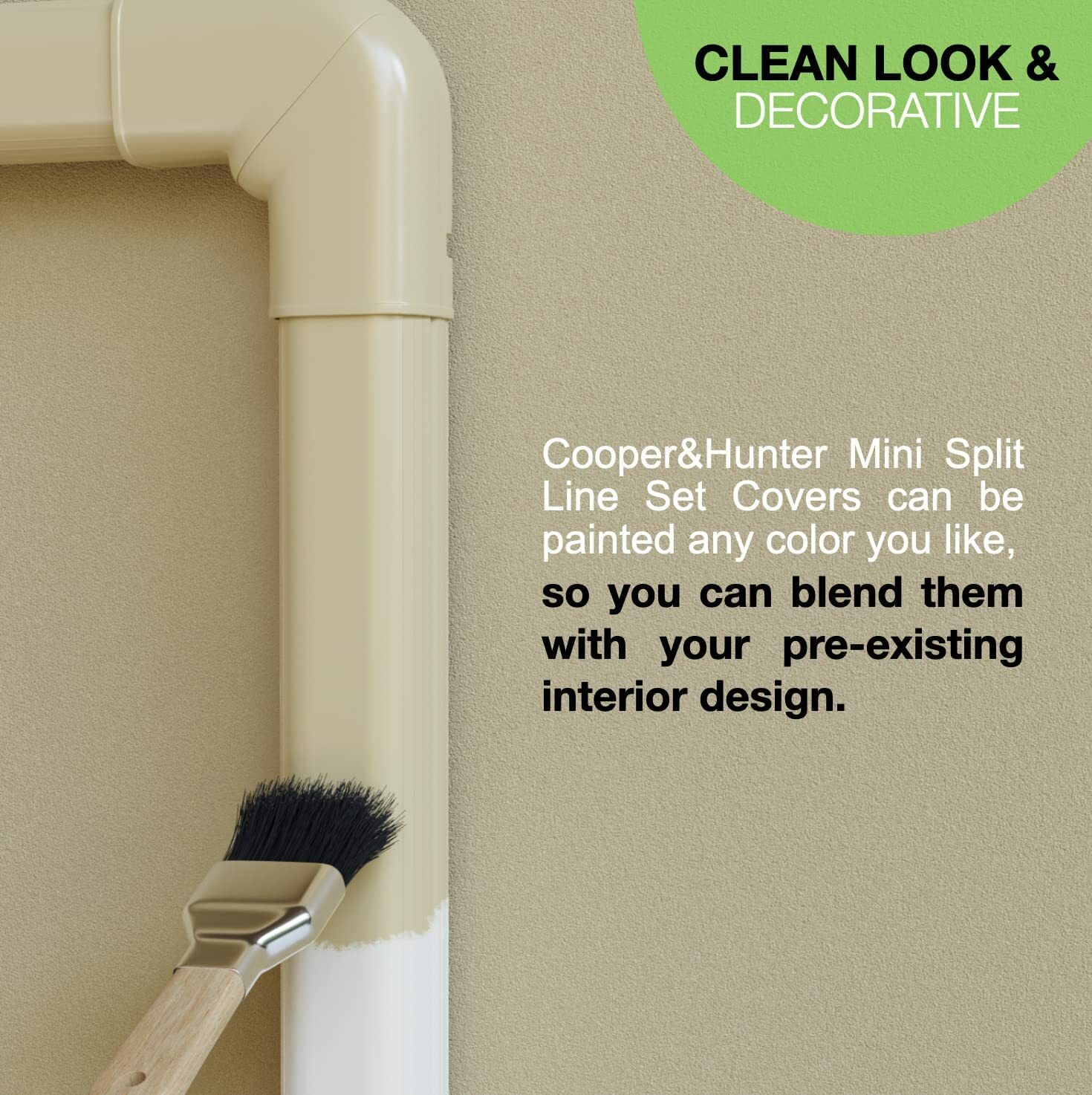 12ft PVC Decorative Line Set Cover Kit 3” wide for Mini Split and ...