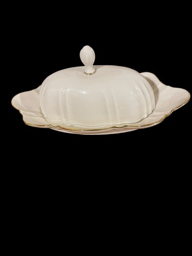 Vintage Lenox Symphony Covered Butter Dish Made USA 10” Long Gold Trim ...