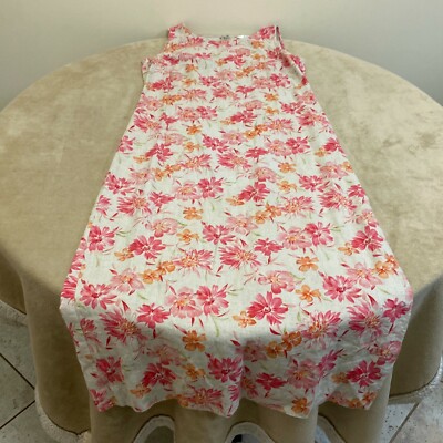Casual Corner Annex Womens Pink Floral Sleeveless Linen Blend Maxi ...