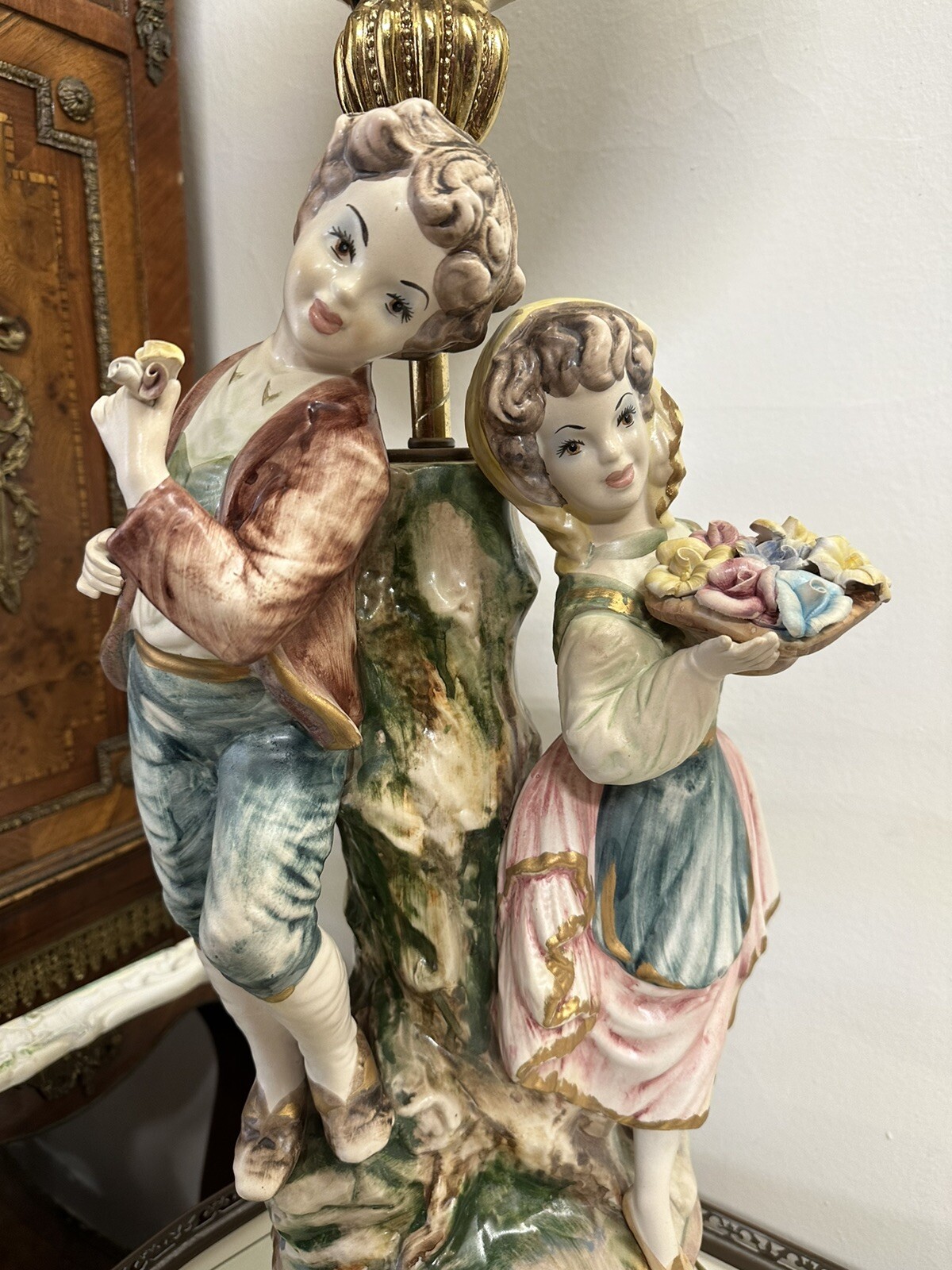 Antique Italian Capodimonte Biscuit Porcelain Lovers Lamp Italy Rococo ...