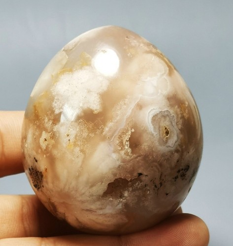 Natural Snowflake Cherry Blossom Agate Crystal Sphere Egg Reiki Stone ...