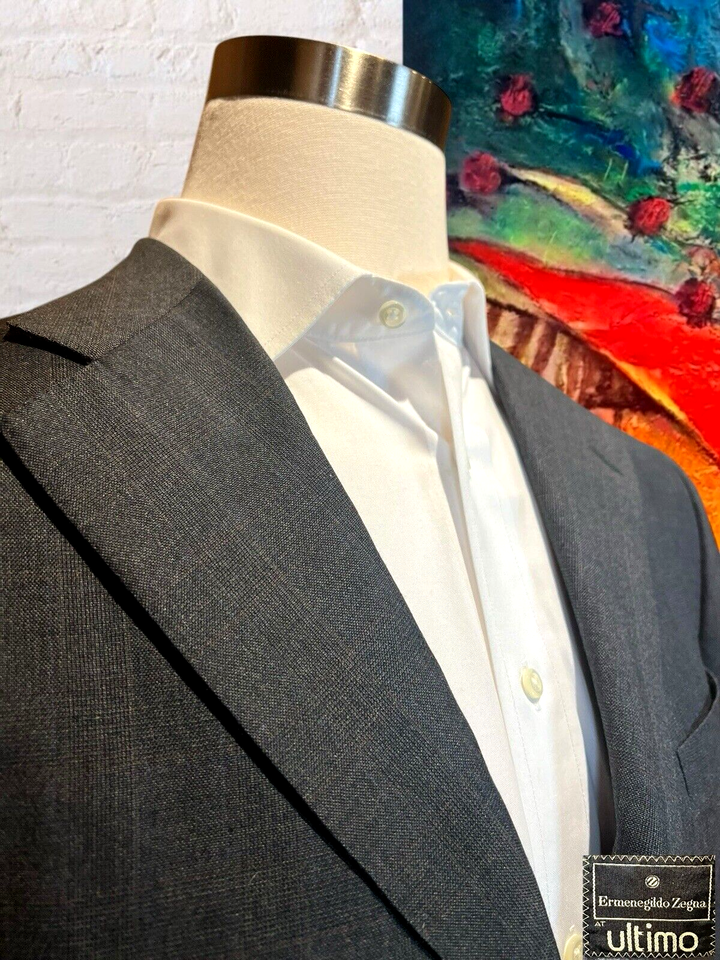 Ermenegildo Zegna Trofeo 38S 32x27 Charcoal Gray Plaid 3/2 Roll ...