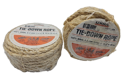 Lot of 2 U Haul Tie-Down Rope 1/4" X 50" Test Strength 480 pounds | eBay