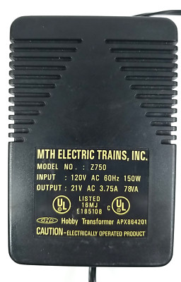 MTH Z-750 Model Train Hobby Transformer Power Supply 21V 3.75A 75W O ...