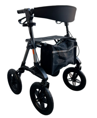 Folding All Terrain Lightweight Outdoor Rollator Large Wheels Seat Bag ...