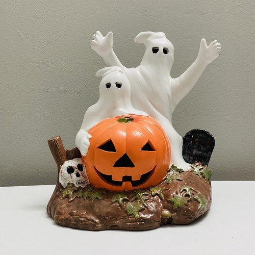 Vintage 1983 Mold Ceramic Ghosts with Skull Pumpkin Halloween Decor ...