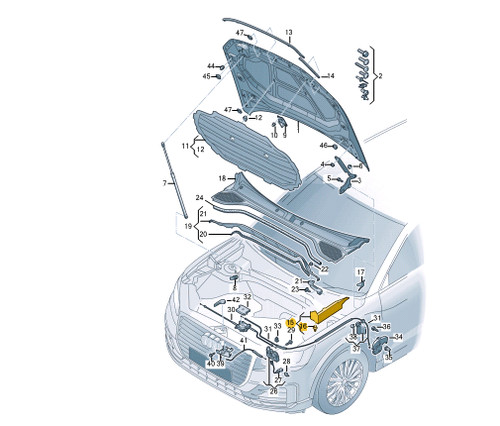 NEW AUDI Q2 GA FRONT BONNET HOODB RIGHT COVER 81A821170 ORIGINAL 81A ...