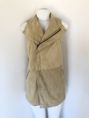 Jarbo Beige Suede Leather Vest Jacket Cool Unique Sz 34 M | eBay