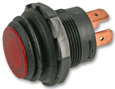 SWITCH, PUSH BUTTON, WATERPROOF, NUT, 12VDC, RED, ACTUATOR / CAP C FOR ...