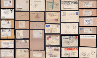 ECONOMY ReUse LABELS USED on COVER 1941-72 GB WW2 + INDIA etc ...PRICED ...