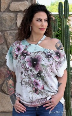USA New Womens VOCAL PLUS SIZE WHITE FLORAL CUTOUT COLD SHOULDER SHIRT ...