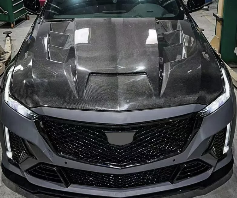 for 2020-2025 Cadillac CT5 TF2 style vented Carbon Fiber Hood | eBay