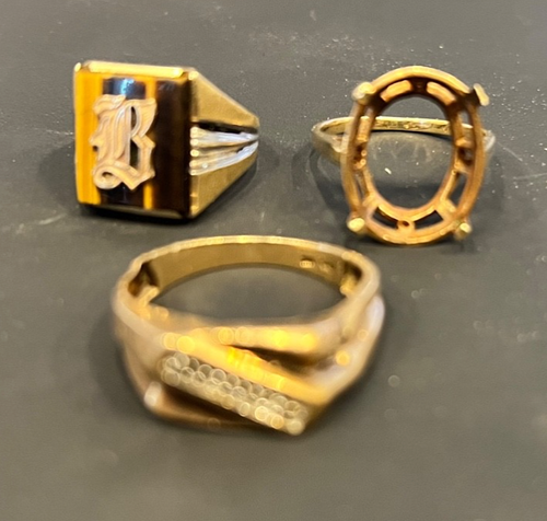 (Lot of 3) 10k Yellow Gold Rings SCRAP OR NOT 11.52 Grams TESTED ...