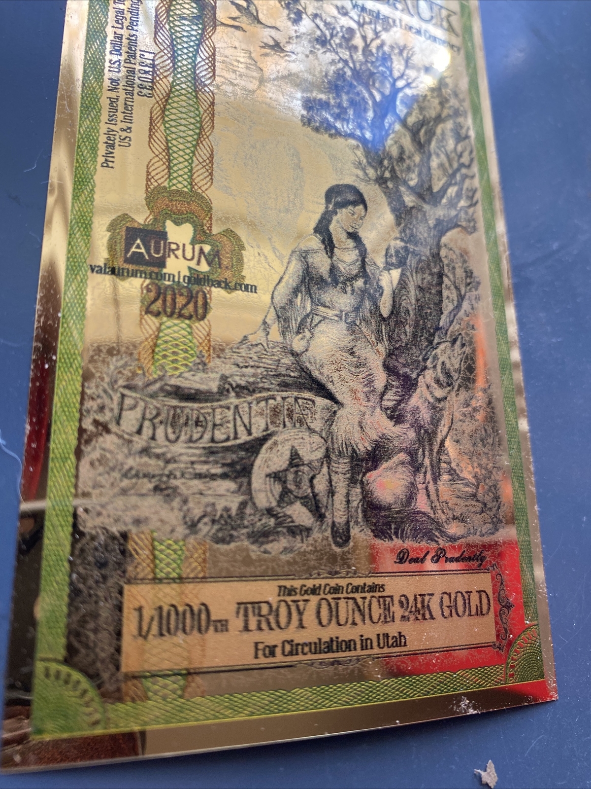 Utah Goldback .999 Gold Bullion Private Collector Currency 24K Money ...