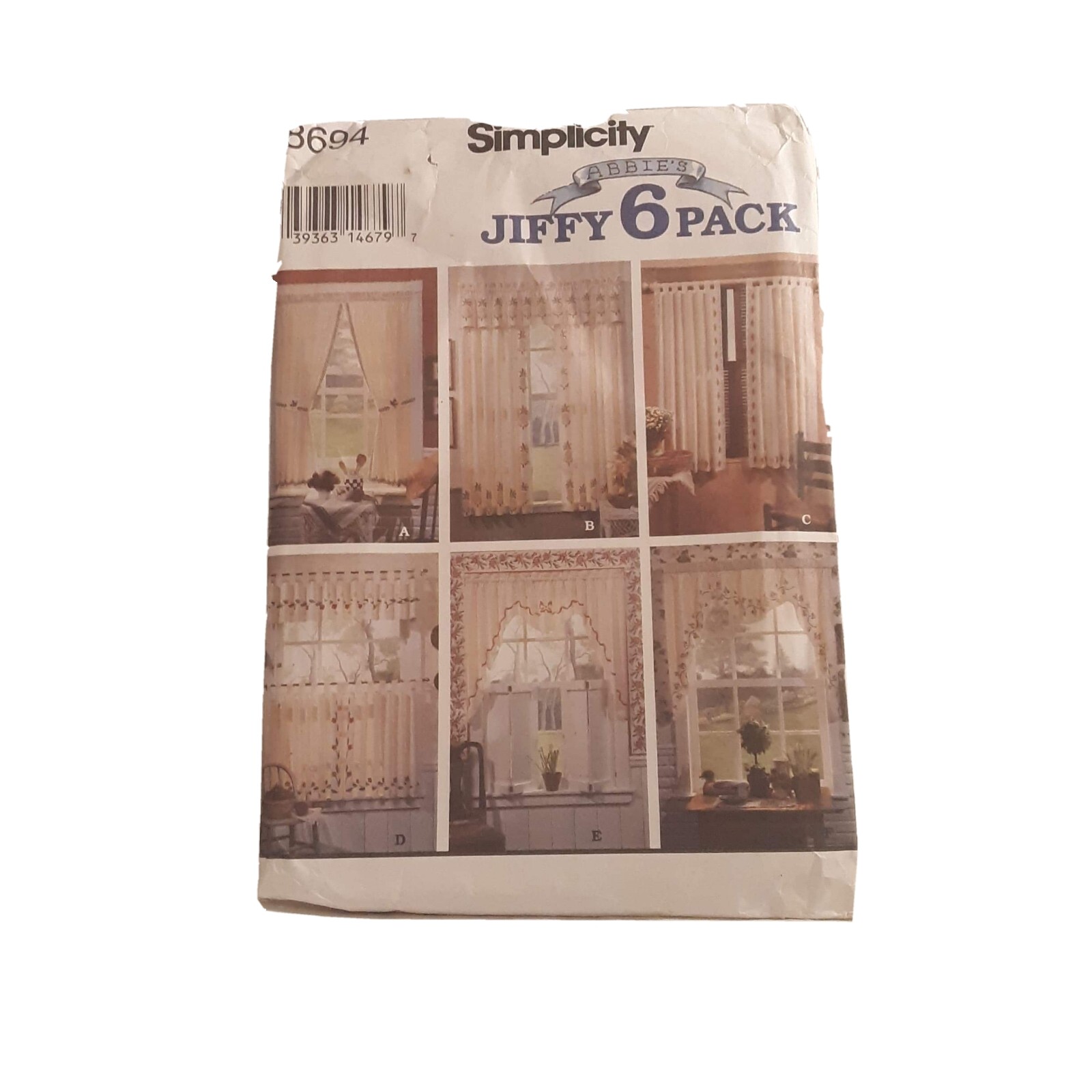 Vintage Simplicity Pattern 8694 Abbies Jiffy 6 Pack Stenciled Curtains ...