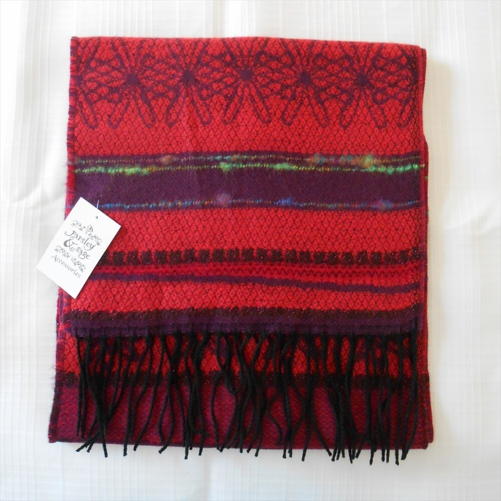 Parsley & Sage Scarf - Stripes - 12" X 65" - Red and Black - NEW | eBay