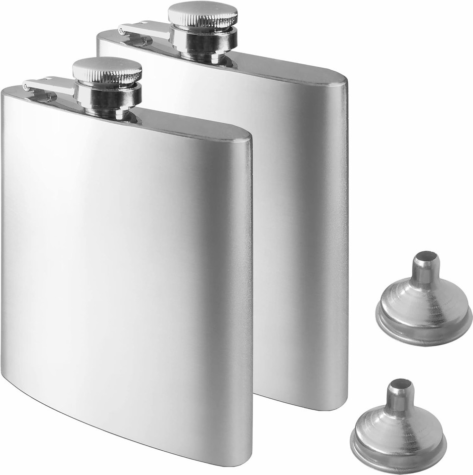 Compact and Stylish 2-Piece Stainless Steel Hip Flask Set with Easy ...