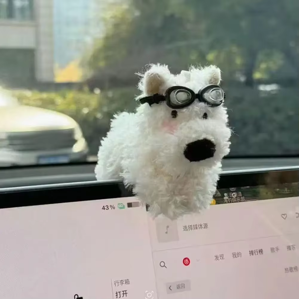 Cute Puppy Plush Doll Car Decoration, Windshield Wiper Ornament, Screen ...