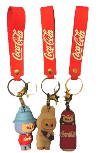 3 Pack Mini Labbubu Keychain Mix Cartoon Keyring for Backpack Coca Cola ...