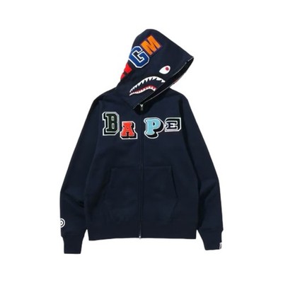 BAPE logo multi fonts shark zip hoodie A Bathing Ape Size XXXL ...