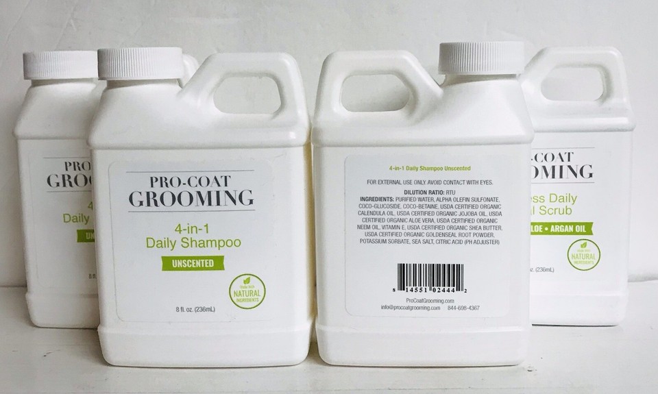 4-Pack Pro-Coat Grooming ~ Unscented 4-in-1 Daily Shampoo for Pets 8 fl ...