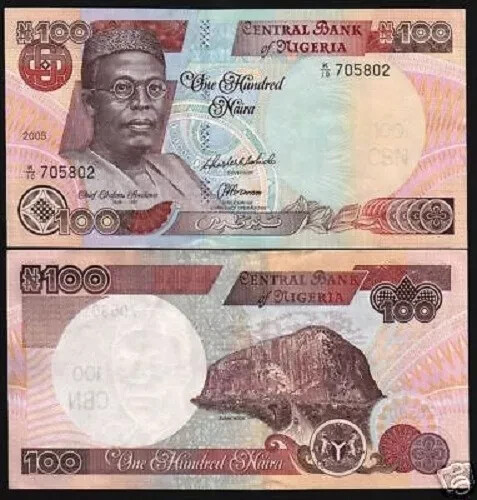 Nigeria 100 NAIRA P-28e 2005 UNC Nigerian Zuma Rock World Currency BANK ...