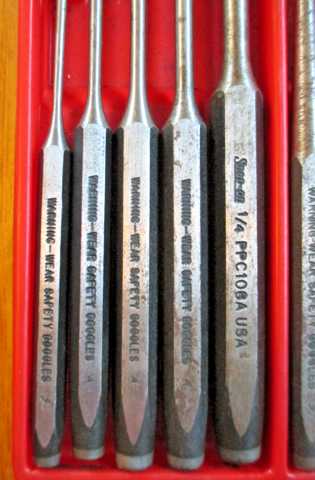 Snap-on Punch & Chisel Set 15 pcs w/plastic tray, gauge and care manual ...