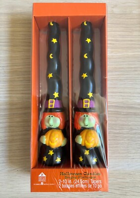 NEW Guild House Halloween Candles Witch with Tall Hat & Pumpkin 10” Set ...