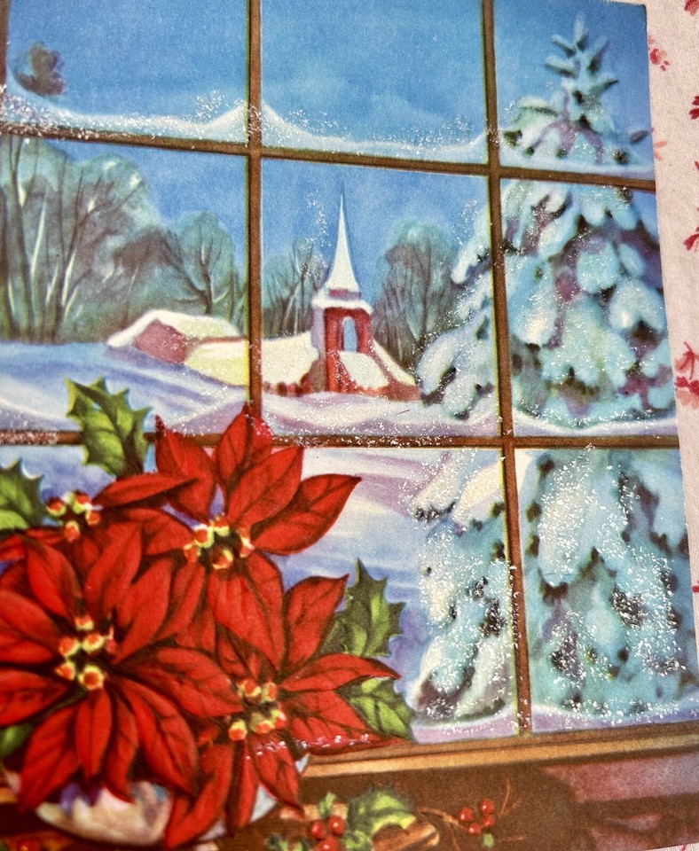 Vintage Mid Century Glittered Frosted Window Panes Christmas Tree ...
