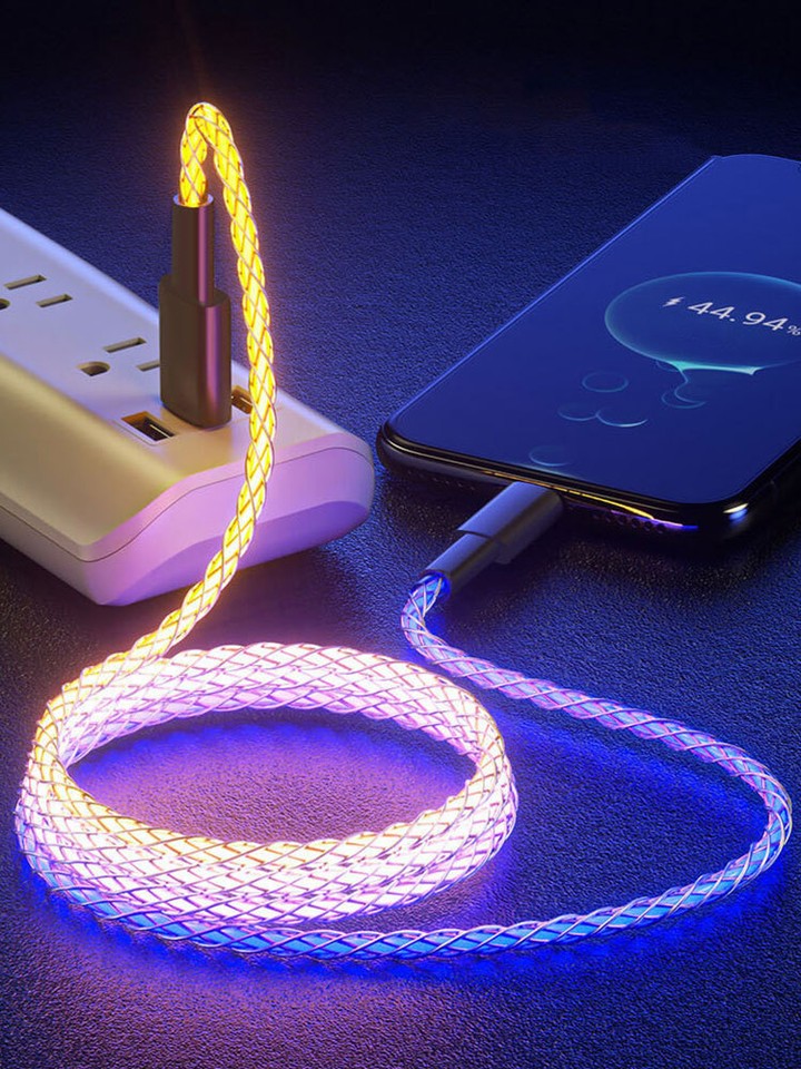 RGB LED Phone Charger Light Up Fast Charging USB Cable Cord For iPhone ...