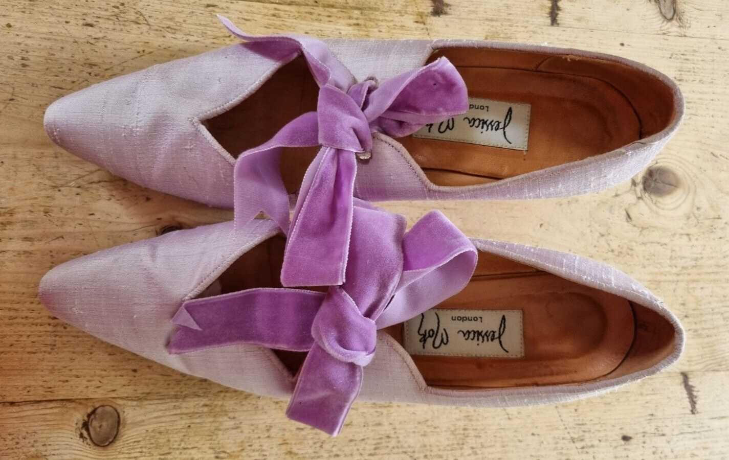 Vintage Jessica Mok Silk Slub Ribbon Shoe - 1930s style - Lilac size ...