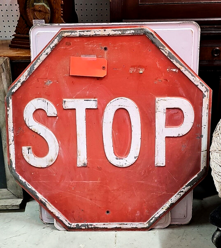 VINTAGE STOP SIGN EMBOSSED LETTERS COLLECTIBLE TRANSPORTATION ...