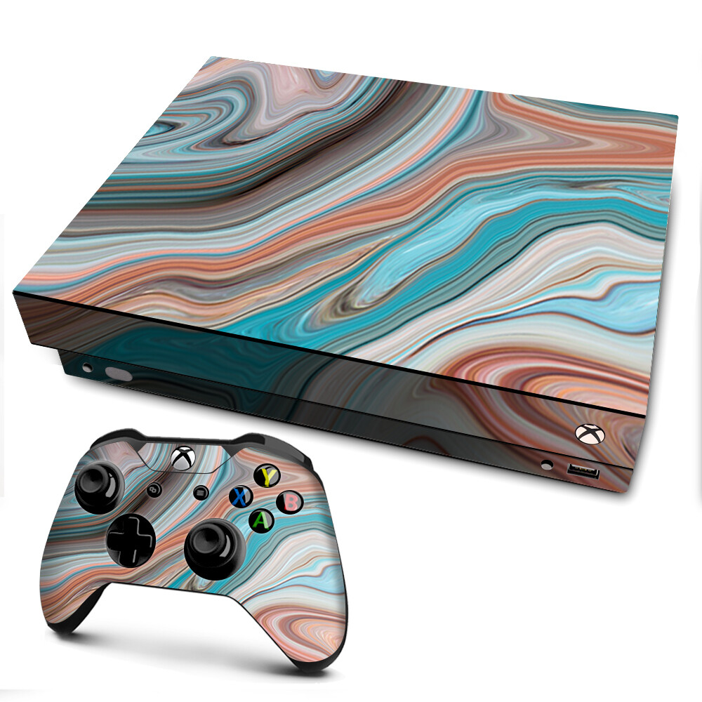 Xbox One X Console Skins Decal Wrap ONLY Teal Blue Brown Geode Stone ...