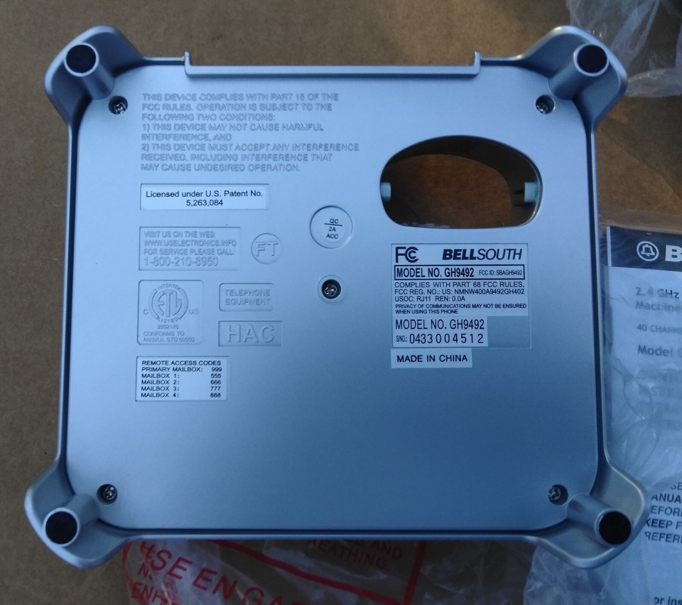 BellSouth 2.4GHz Cordless Phone with Answering System (GH9492SL) | eBay