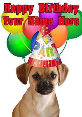 Puggle Dog Party Card codepul Birthday A5 Personalised Greeting card ...