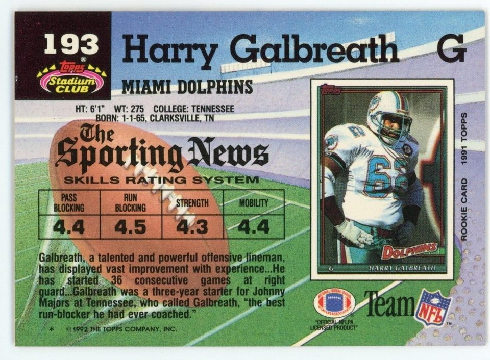 1992 Topps Stadium Club Harry Galbreath #193 | eBay