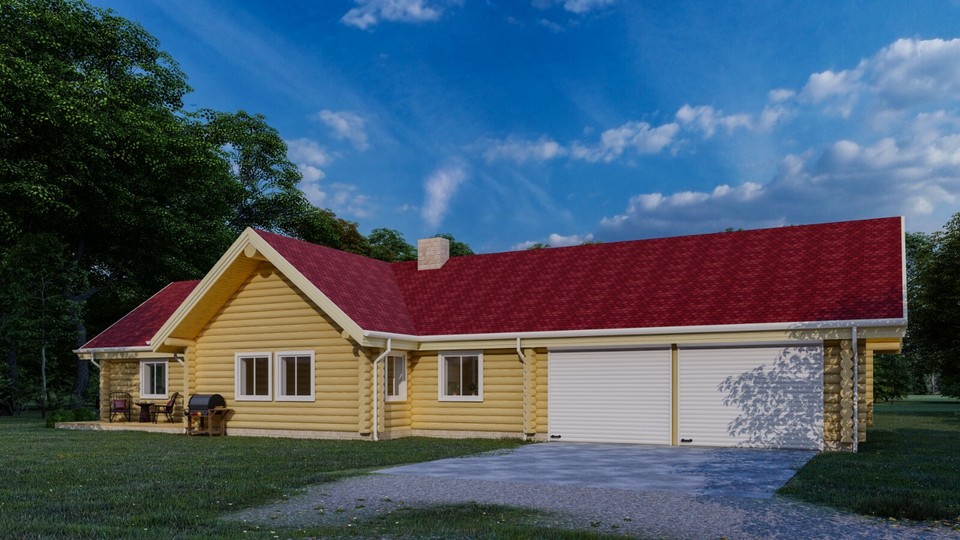 LOG CABIN HOME shell kit logs 1368 sq.ft , 1940 with garage | eBay