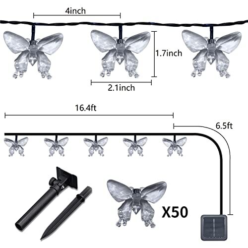 Waterproof Butterfly Solar String Lights for Porch Backyard Patio ...