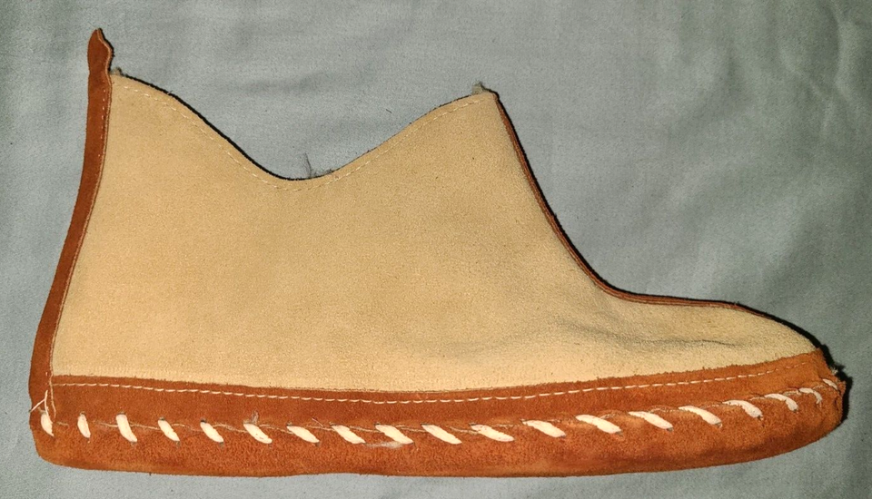 NOS Sioux Mox beige suede & shearling moc booties / slippers, ladies ...